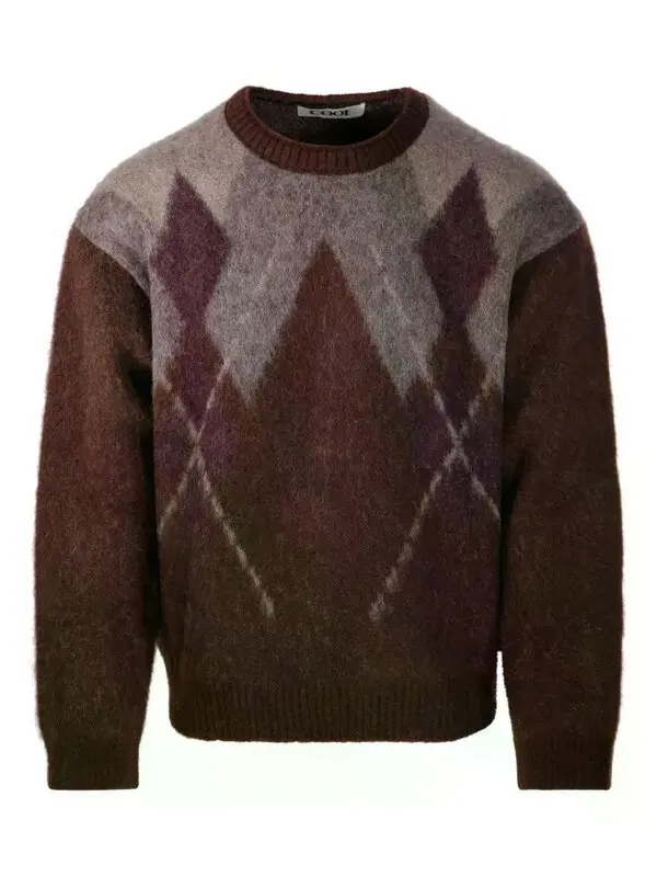 COOR Argyle-pattern Crew-neck Sweater