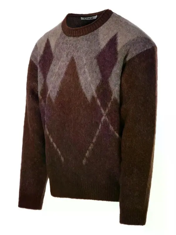 COOR Argyle-pattern Crew-neck Sweater