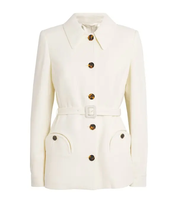 BLAZÉ MILANO Virgin Wool Belted Jacket - White