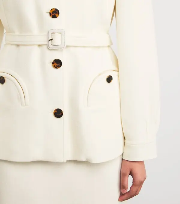 BLAZÉ MILANO Virgin Wool Belted Jacket - White