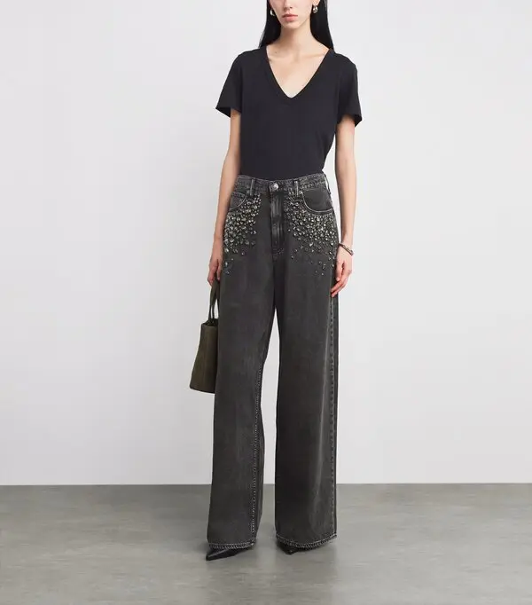 Rag & Bone Embellished Sofie Wide-leg Jeans
