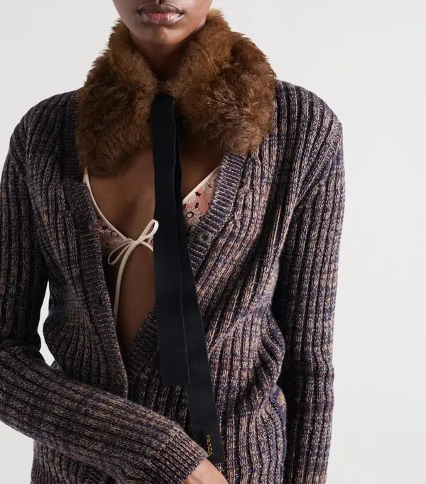 Prada Shearling Collar With Logo