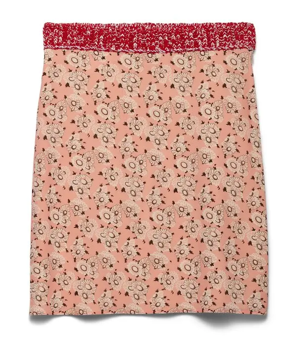 Prada Stretch-silk Georgette Floral Mini Skirt