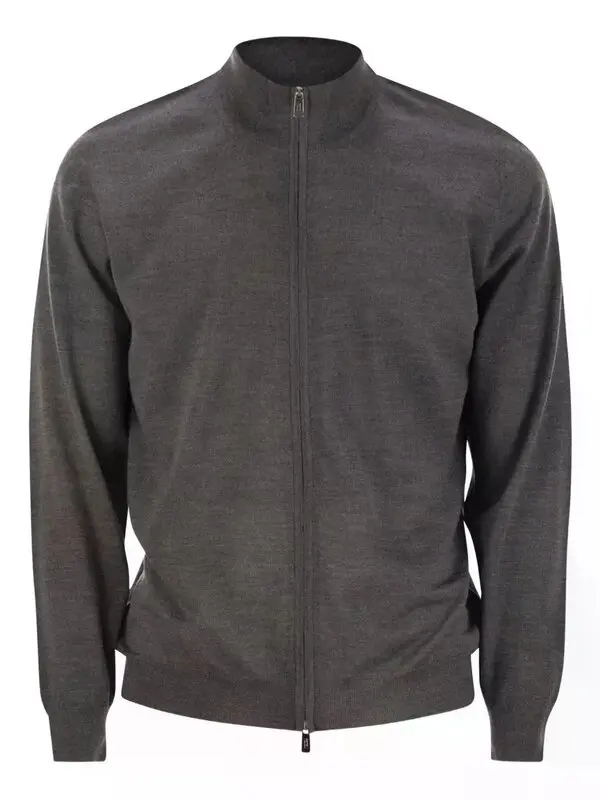 Fedeli Open Knit Zip Cardigan - Grey