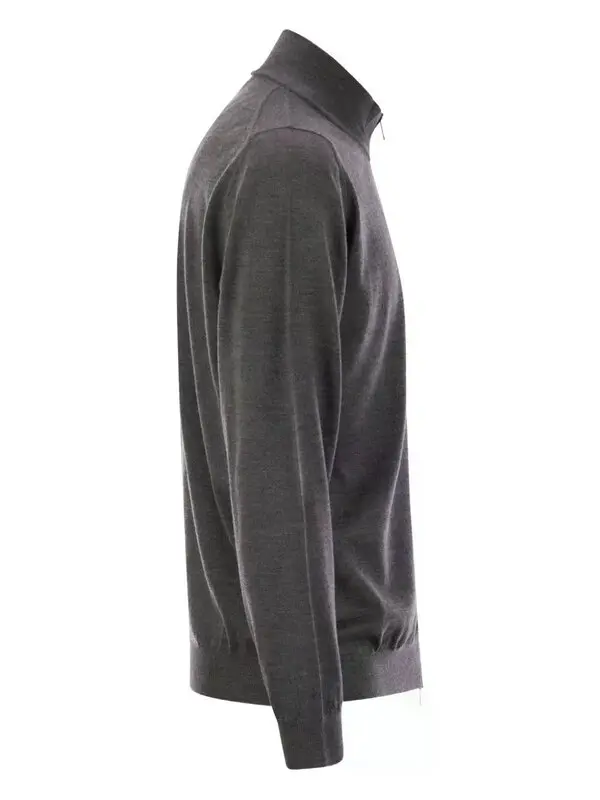 Fedeli Open Knit Zip Cardigan - Grey