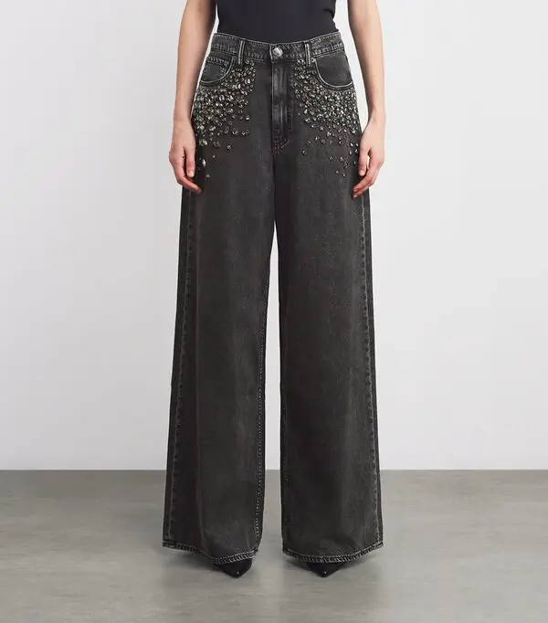 Rag & Bone Embellished Sofie Wide-leg Jeans - Blue
