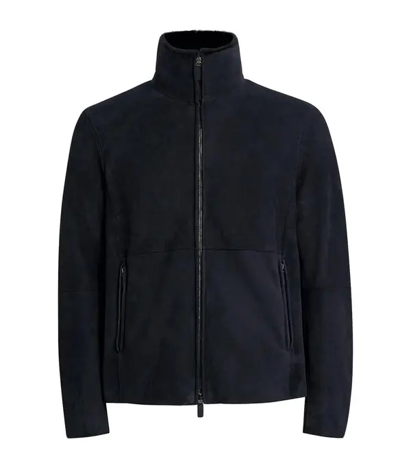 Emporio Armani Suede Funnel-neck Sweatshirt