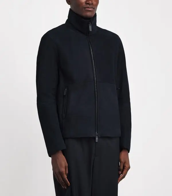 Emporio Armani Suede Funnel-neck Sweatshirt