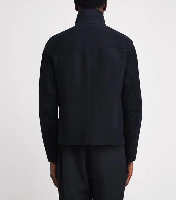 Emporio Armani Suede Funnel-neck Sweatshirt