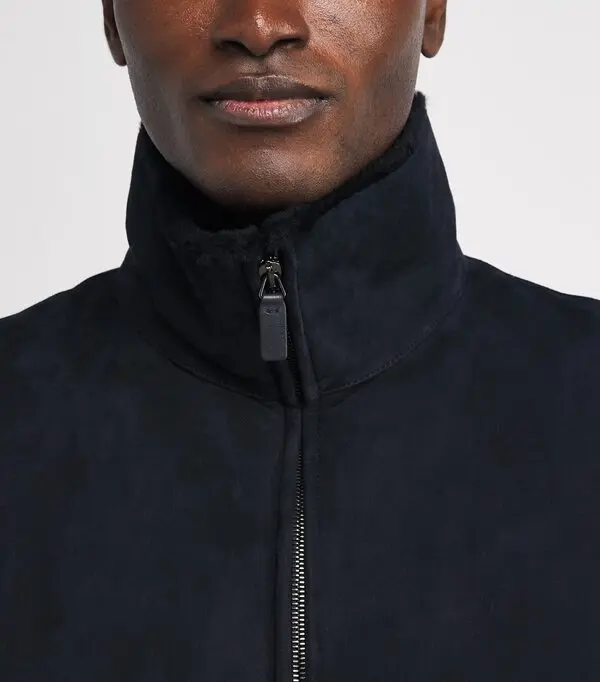 Emporio Armani Suede Funnel-neck Sweatshirt