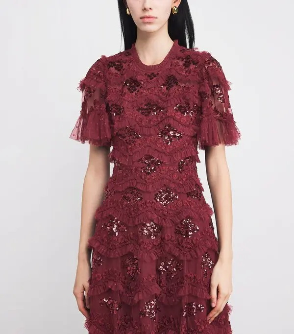 Needle & Thread Daisy Wave Maxi Dress - Burgundy