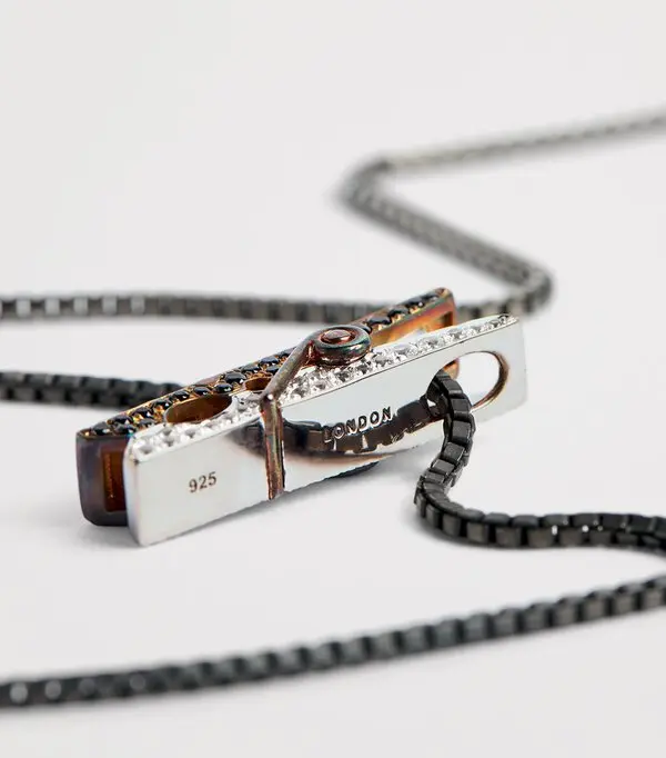 Tateossian Rhodium-plated Sterling Mayfair Peg Necklace