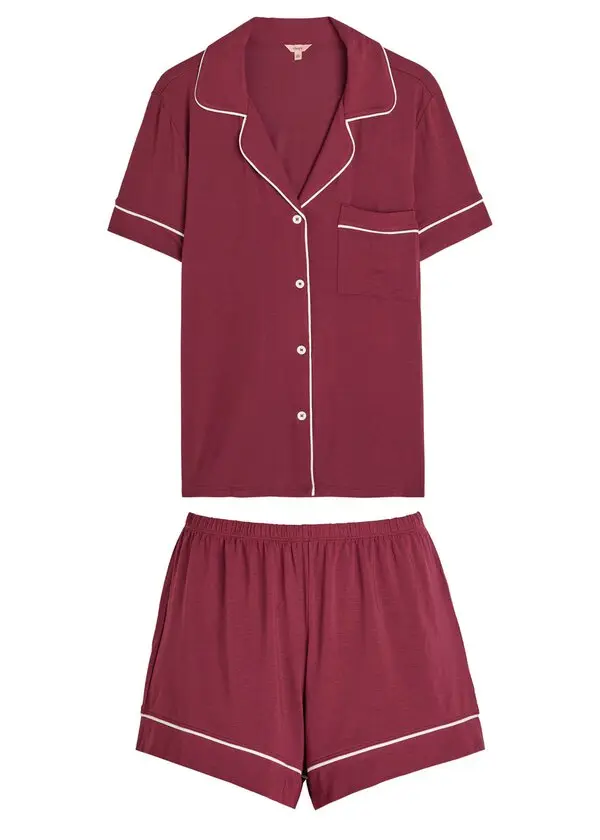 Eberjey Gisele Jersey Pyjama Set - Burgundy