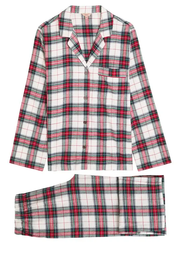 Eberjey Plaid Flannel Pyjama Set - White And Red