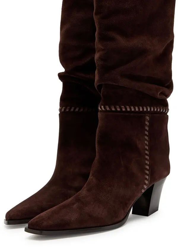 JIMMY CHOO Hart Stitch 60 Suede Knee-high Boots - Brown
