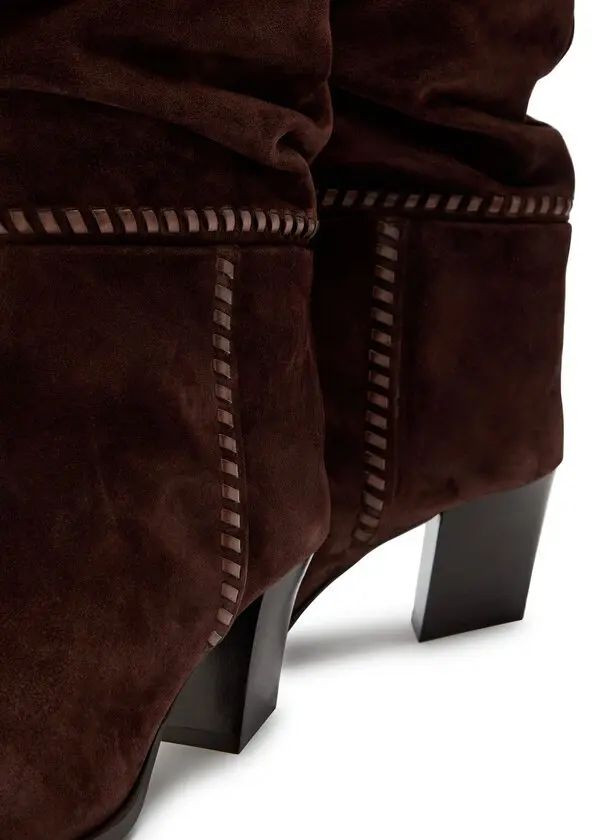 JIMMY CHOO Hart Stitch 60 Suede Knee-high Boots - Brown