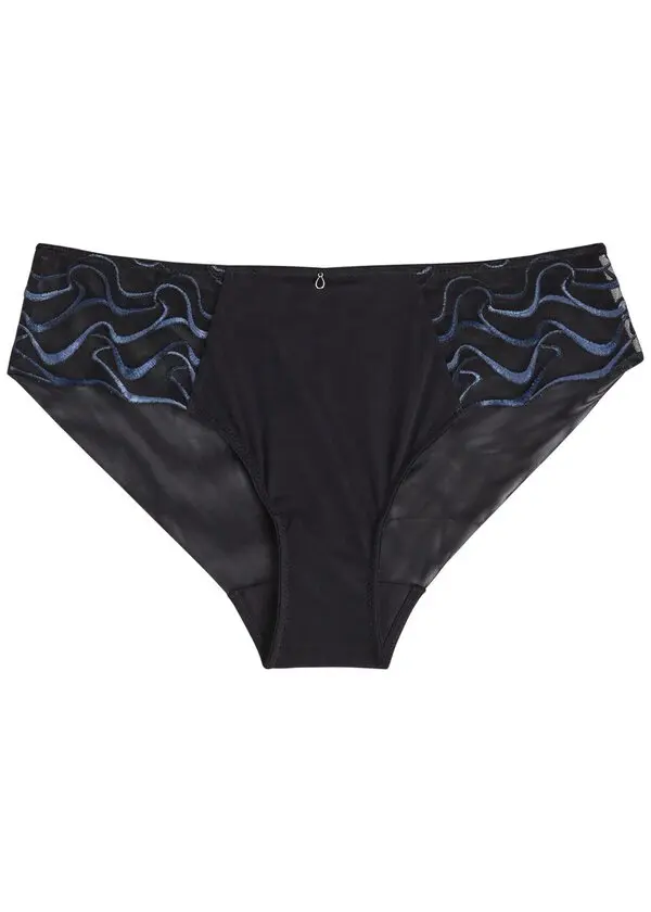Wacoal Mayumi Embroidered Mesh Briefs - Navy