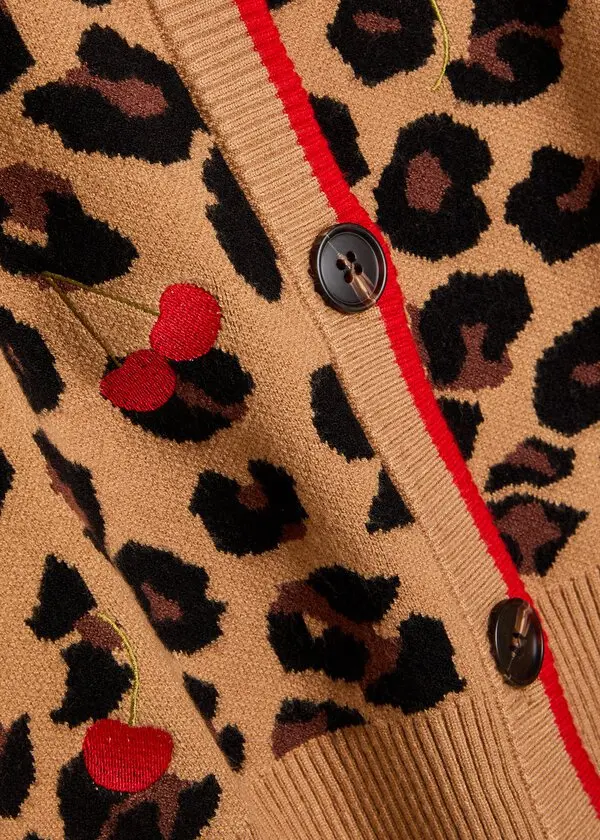 NEVER FULLY DRESSED Cherry Embroidered Knit Cardigan