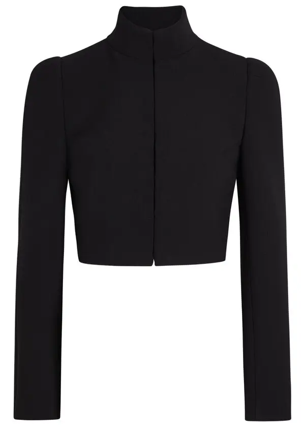 Alaïa Funnel-neck Cavalry Twill Cropped Jacket - Black