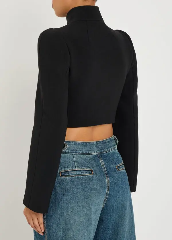 Alaïa Funnel-neck Cavalry Twill Cropped Jacket - Black