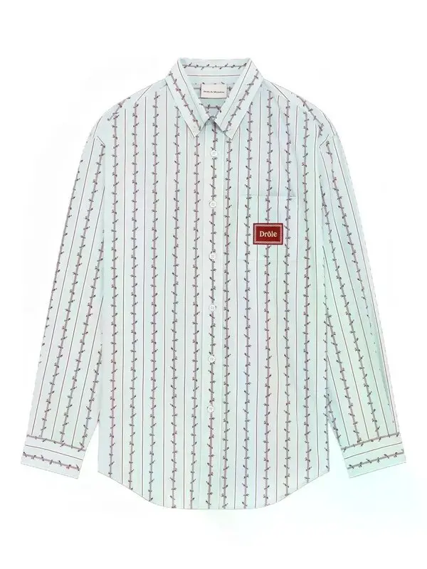 Drole De Monsieur Striped Patch Shirt