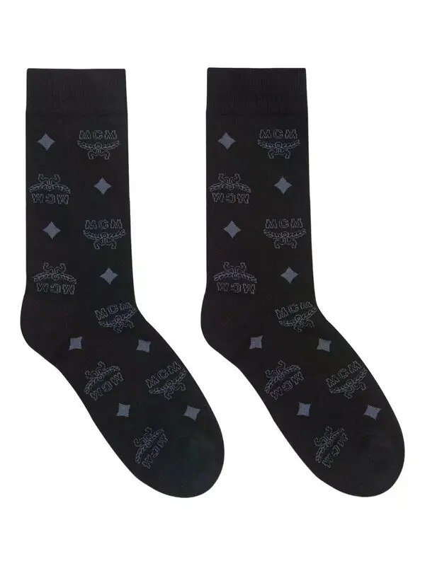 Mcm Monogram Patterned Knitted Socks