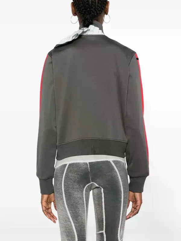 Facetasm Zipped Ruffled Striped Jacket