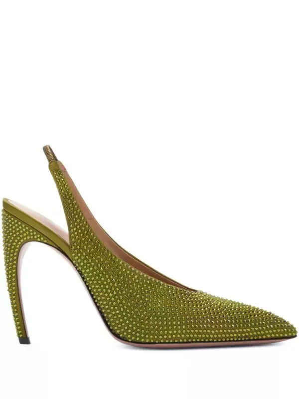 Attico 95mm Embellished Pointed Pumps - Green