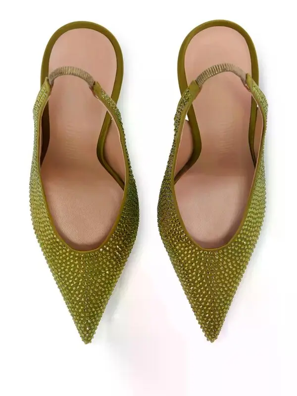 Attico 95mm Embellished Pointed Pumps - Green