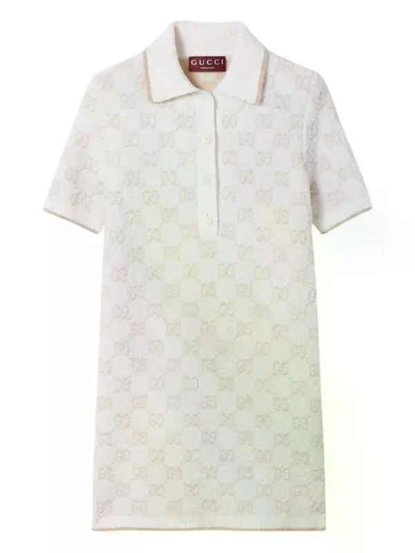 Gucci Gg-pattern Short-sleeve Mini Dress - White