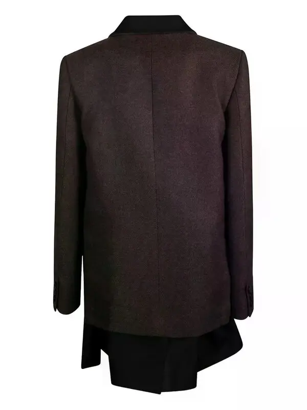 Sacai Double-breasted Wool Coat - Brown