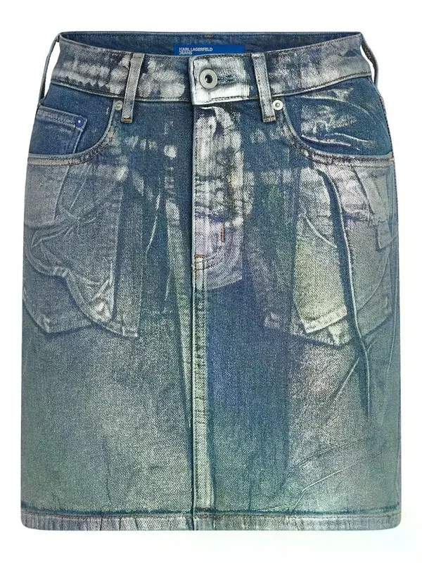 Karl Lagerfeld Coated Denim Mini Skirt