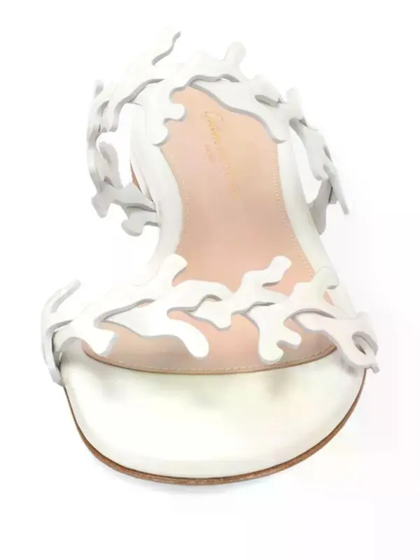 GIANVITO ROSSI 10mm Coral-embellished Flat Sandals - White