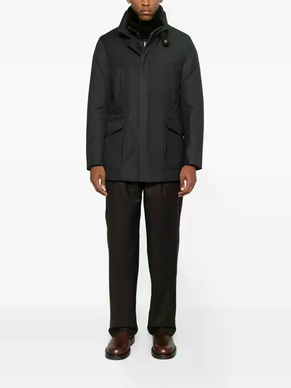 MOORER Fur Collar Pocket Jacket