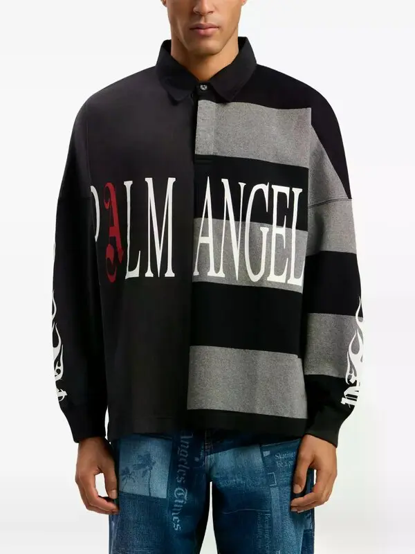 Palm Angels Patchwork Logo Flames Flag Polo Shirt