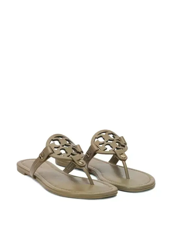 Tory Burch Miller Cut-out Leather Flat Sandals - Brown