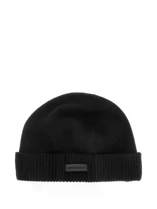 Emporio Armani Logo-patch Beanie - Black