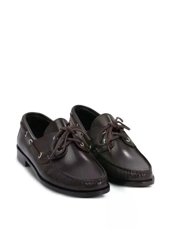 AeydĒ Harris Lace-up Leather Boat Shoes - Brown