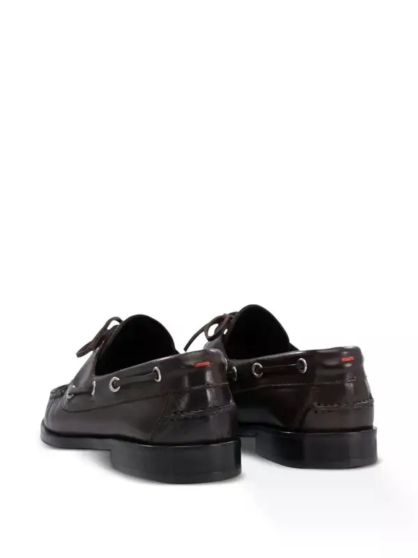 AeydĒ Harris Lace-up Leather Boat Shoes - Brown