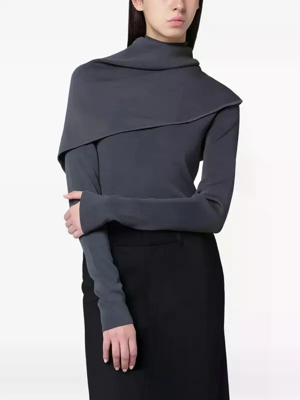 ENTIRE STUDIOS Scarf-detail Turtleneck Top - Grey