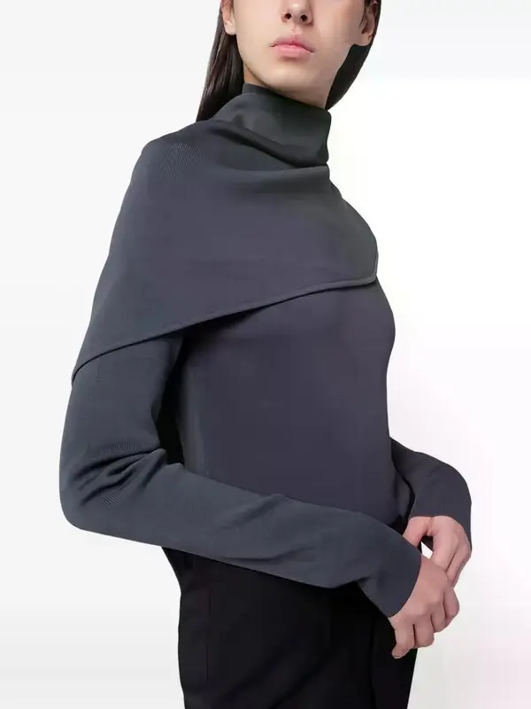 ENTIRE STUDIOS Scarf-detail Turtleneck Top - Grey
