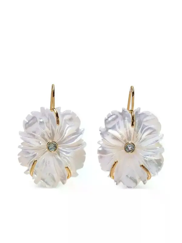 LIZZIE FORTUNATO Flower-carved Shell Earrings - Gold