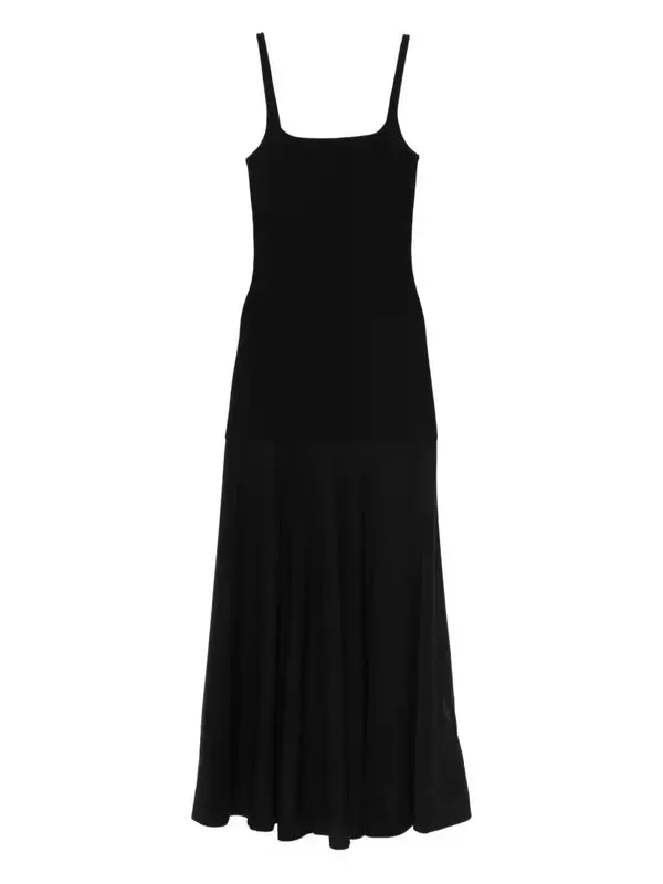 ST. AGNI Sheer Circle Hem Maxi Dress - Black