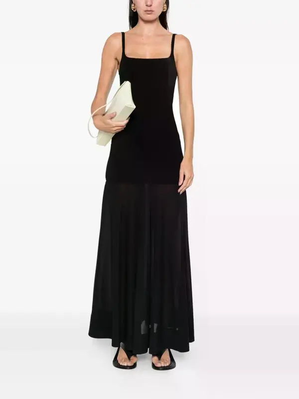 ST. AGNI Sheer Circle Hem Maxi Dress - Black