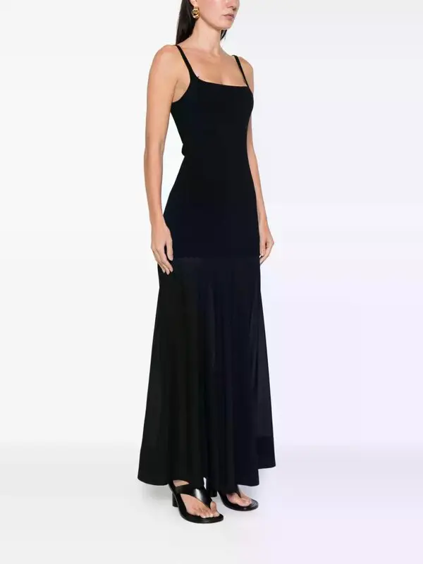 ST. AGNI Sheer Circle Hem Maxi Dress - Black