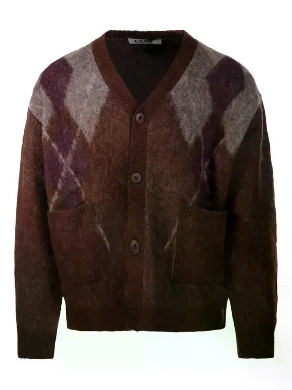 COOR Argyle-pattern Pocket Cardigan