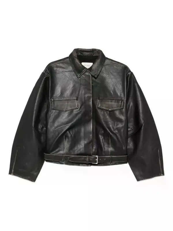 ST. AGNI Leather Belted Jacket