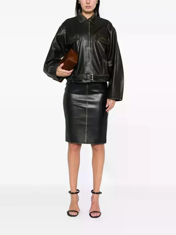ST. AGNI Leather Belted Jacket