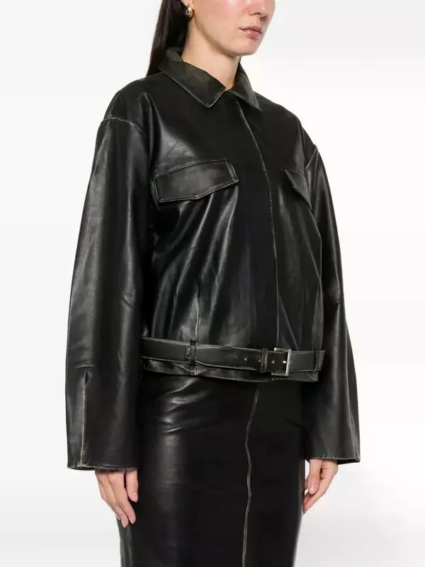 ST. AGNI Leather Belted Jacket