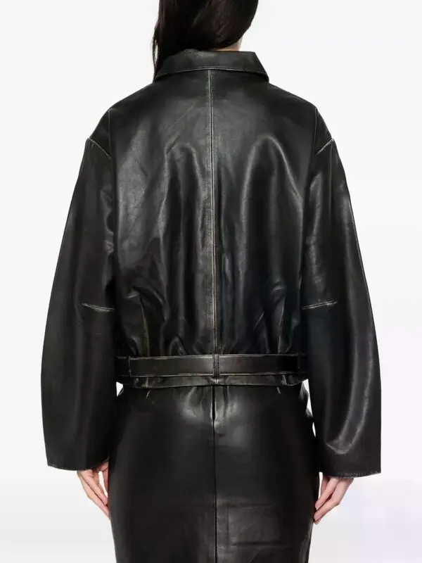 ST. AGNI Leather Belted Jacket